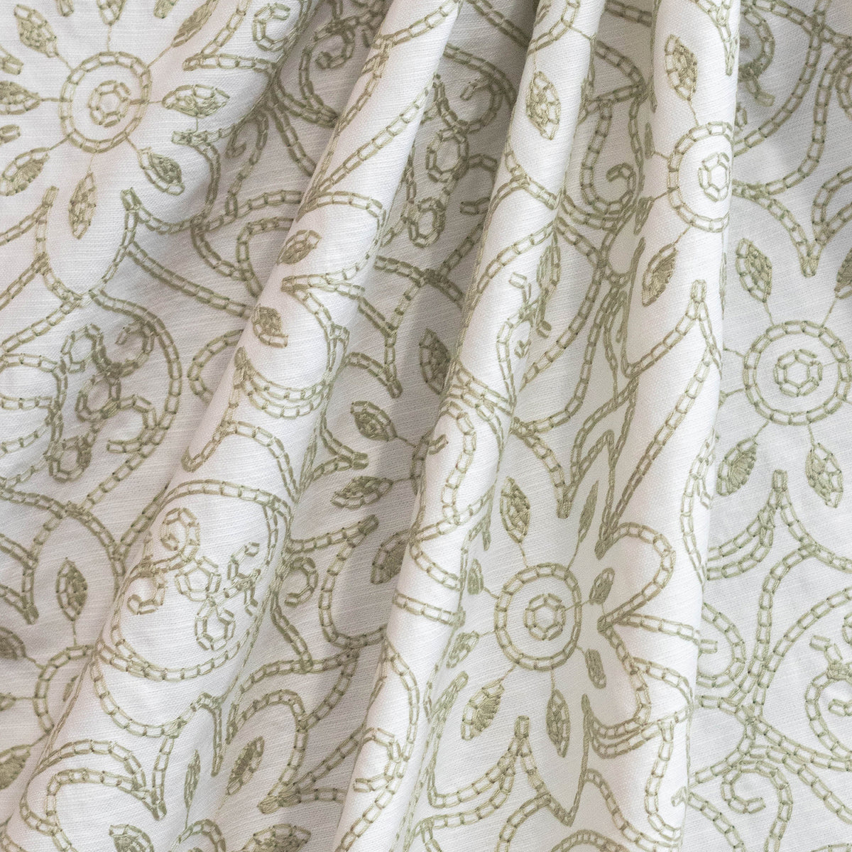 Buy Darned Daisies Sage Fabric Online | NZ Wide Samples